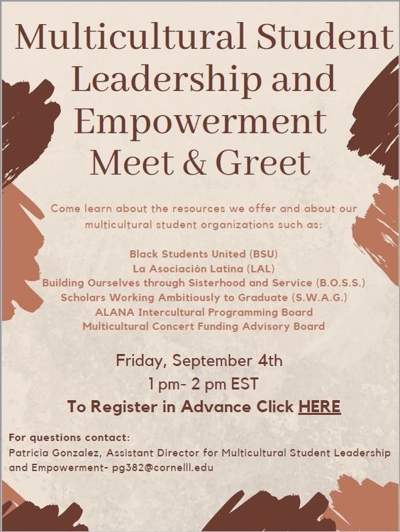 Multicultural Student Leadership and Empowerment Meet & Greet | Cornell ...